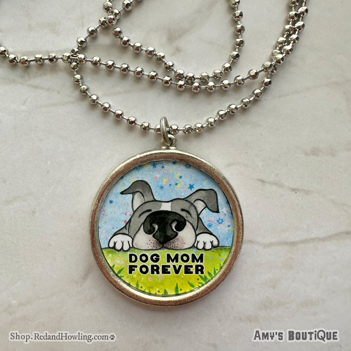 Dog Mom Forever Pendant – Red and Howling