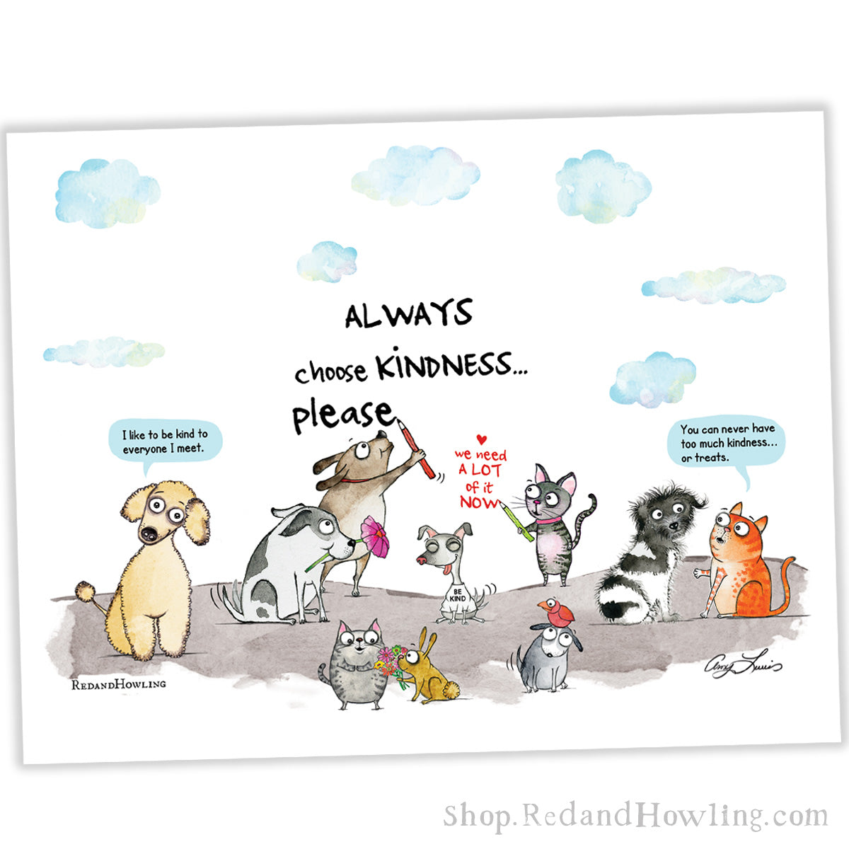 "Choose Kindness" Giclée Print – Red and Howling